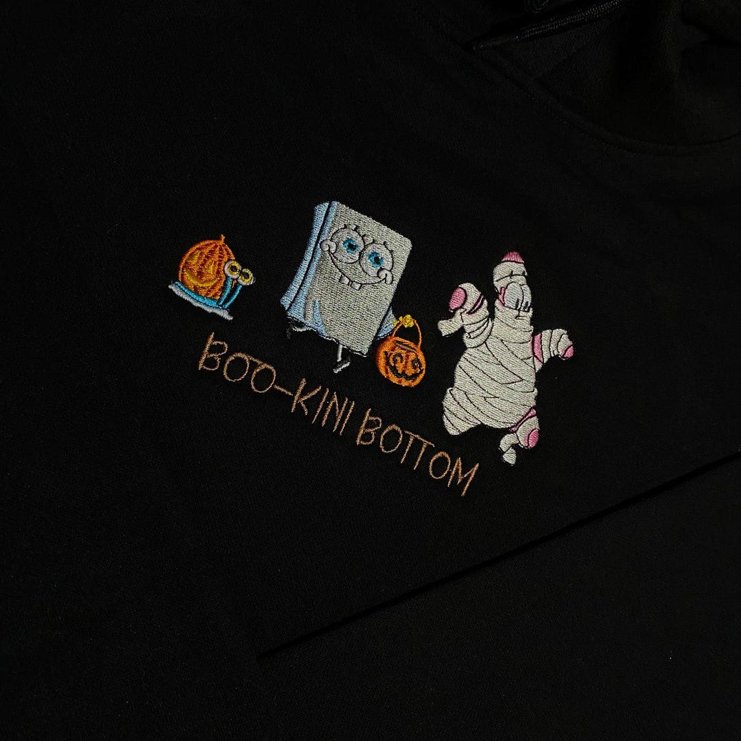 Embroidered Boo-kini Bottom Halloween College Sweatshirt | Embroidered ...