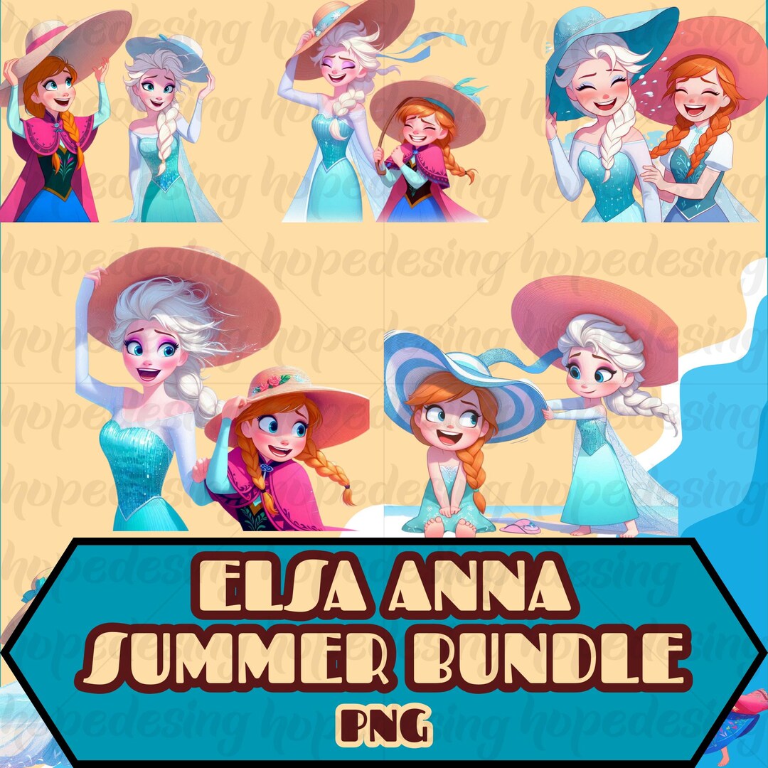 Elsa & Anna Summer PNG Bundle - Frozen Summer Clipart,summer Elsa Anna ...