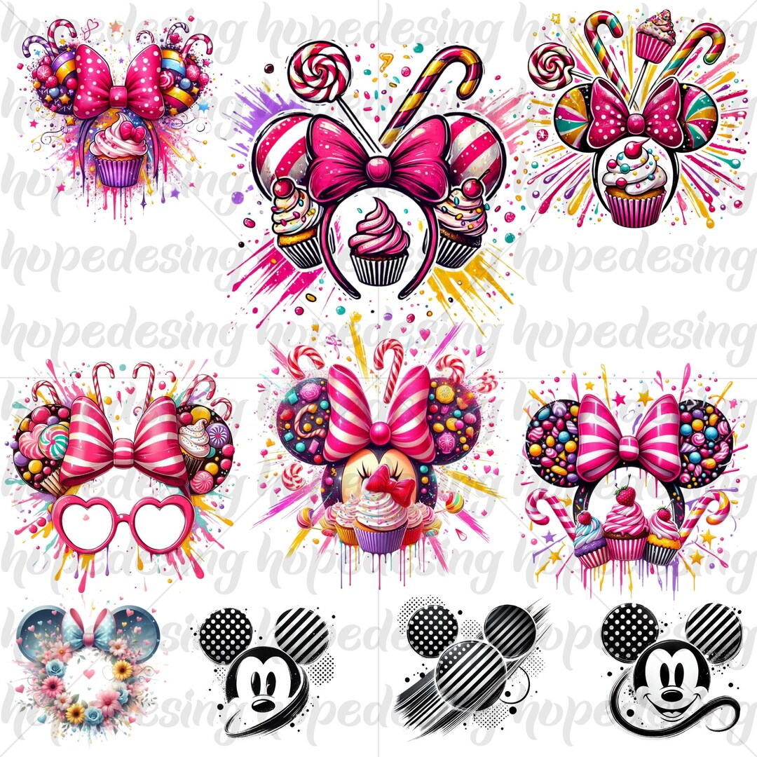 Mickey and Minnie Inspired PNG Bundle - Mickey Minnie Mouse Outline ...
