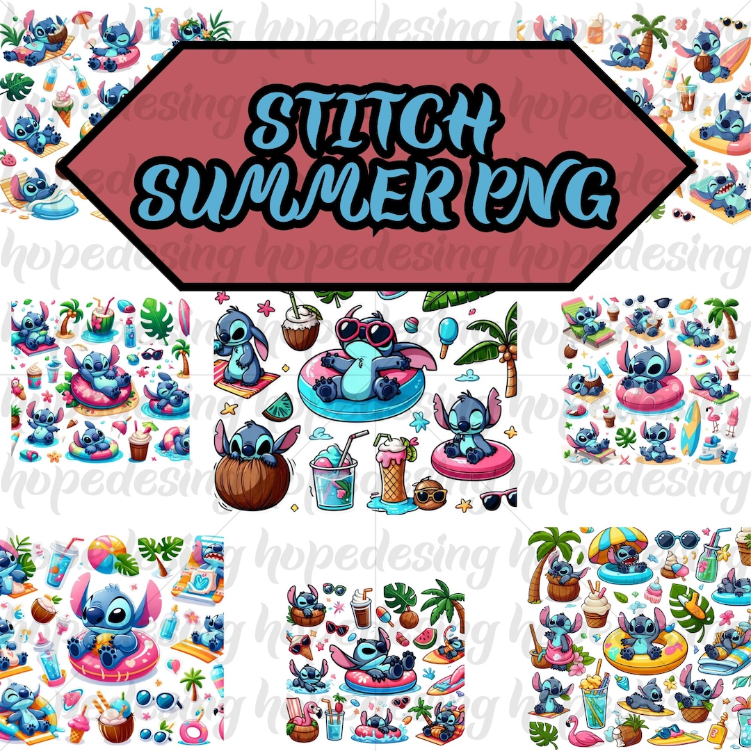 Stitch Summer PNG Bundle - Tropical Stitch Clipart,stitch Pool Party ...