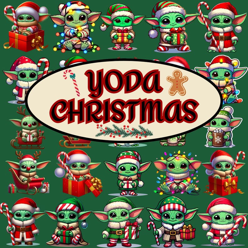 Star Wars 30+ PNG Clipart Bundle: Christmas Baby Yoda Digital Download ...
