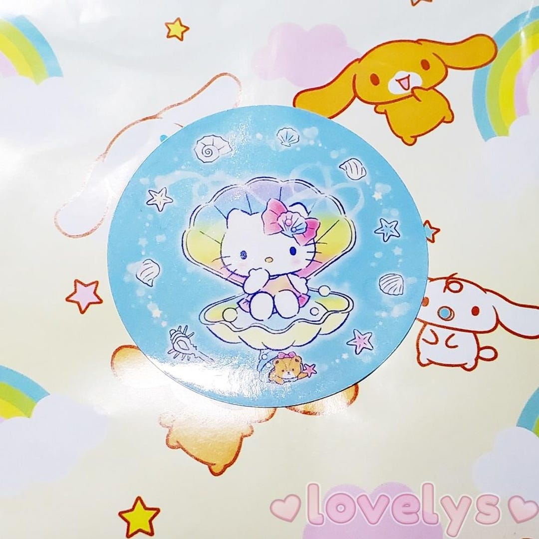 20 Pcs Pastel Hello Kitty in Seashell Circle Sticker Bundles, Sticker ...