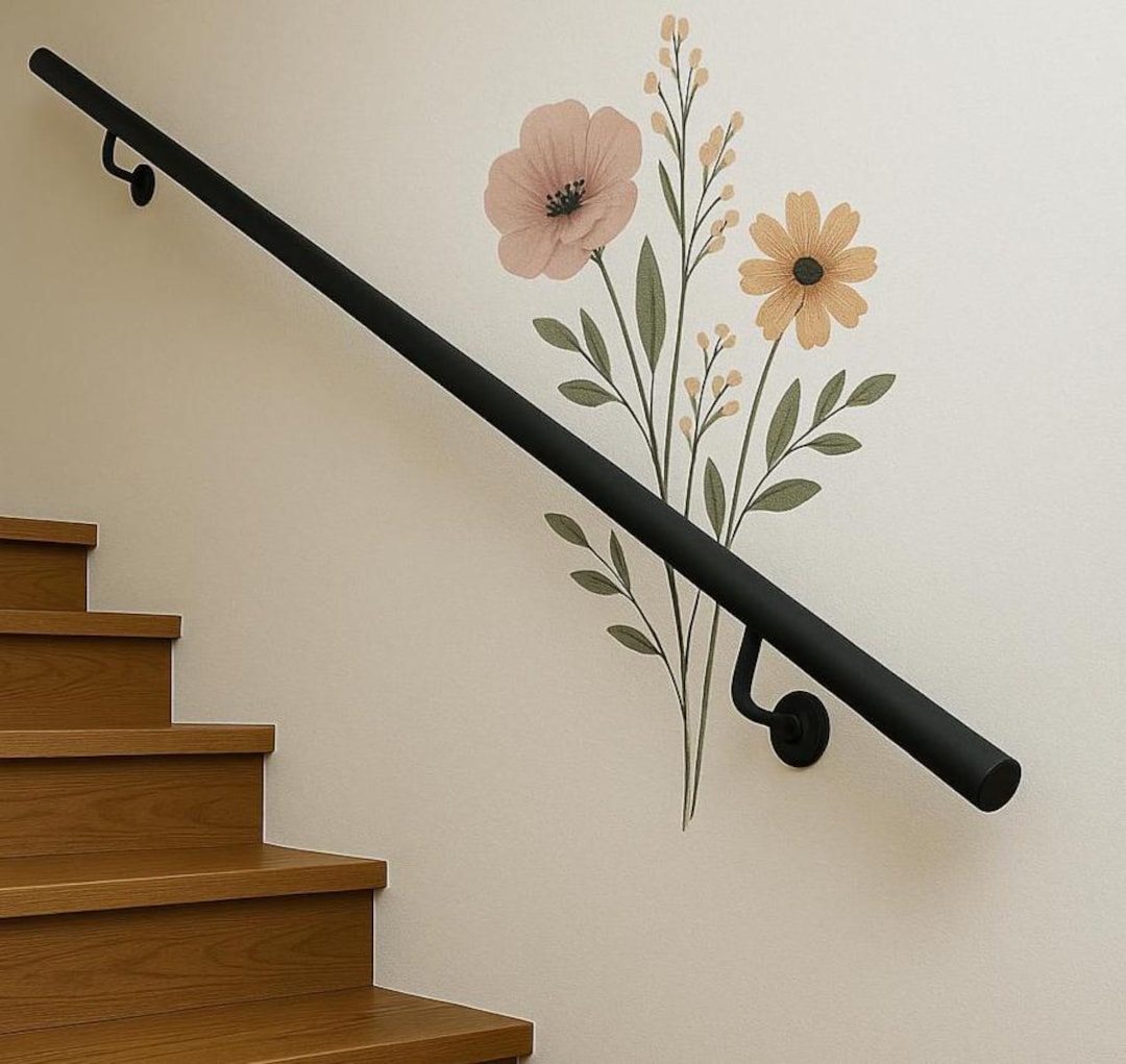 Modern Wrought Iron Handrail: 33mm Round Metal Railing, Indoor/outdoor ...