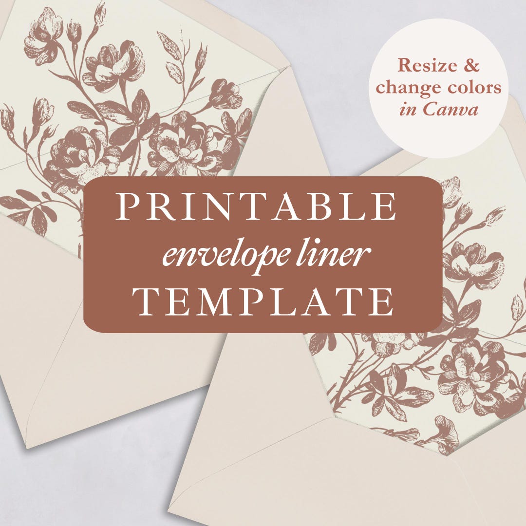 Roses Envelope Liner Template Digital Download, Print at Home ...