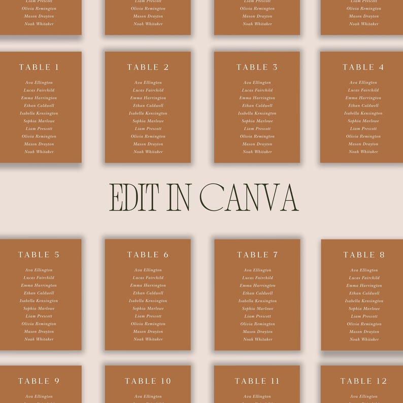 Wedding Seating Chart Canva Template Modern Mirror Seating Chart DIY ...
