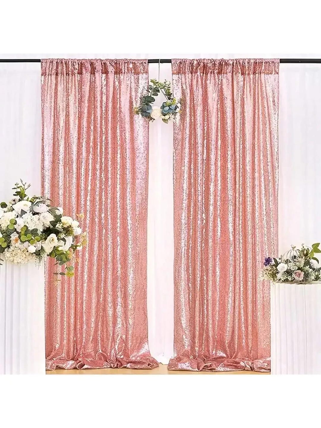 2 Panels Sequin Backdrop Curtain – 2ftx8ft Glitter Shimmer Drapes for ...