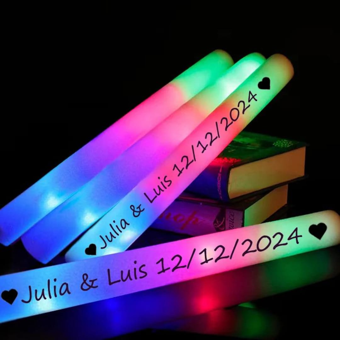 Customized LED Glow Sticks Bulk Colorful RGB Glow Foam Stick - Birthday ...