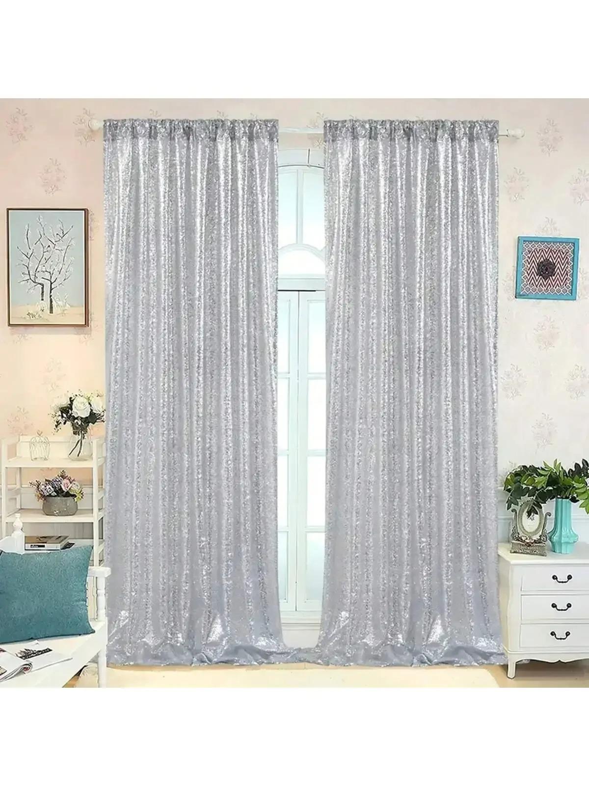 2 Panels Sequin Backdrop Curtain – 2ftx8ft Glitter Shimmer Drapes for ...