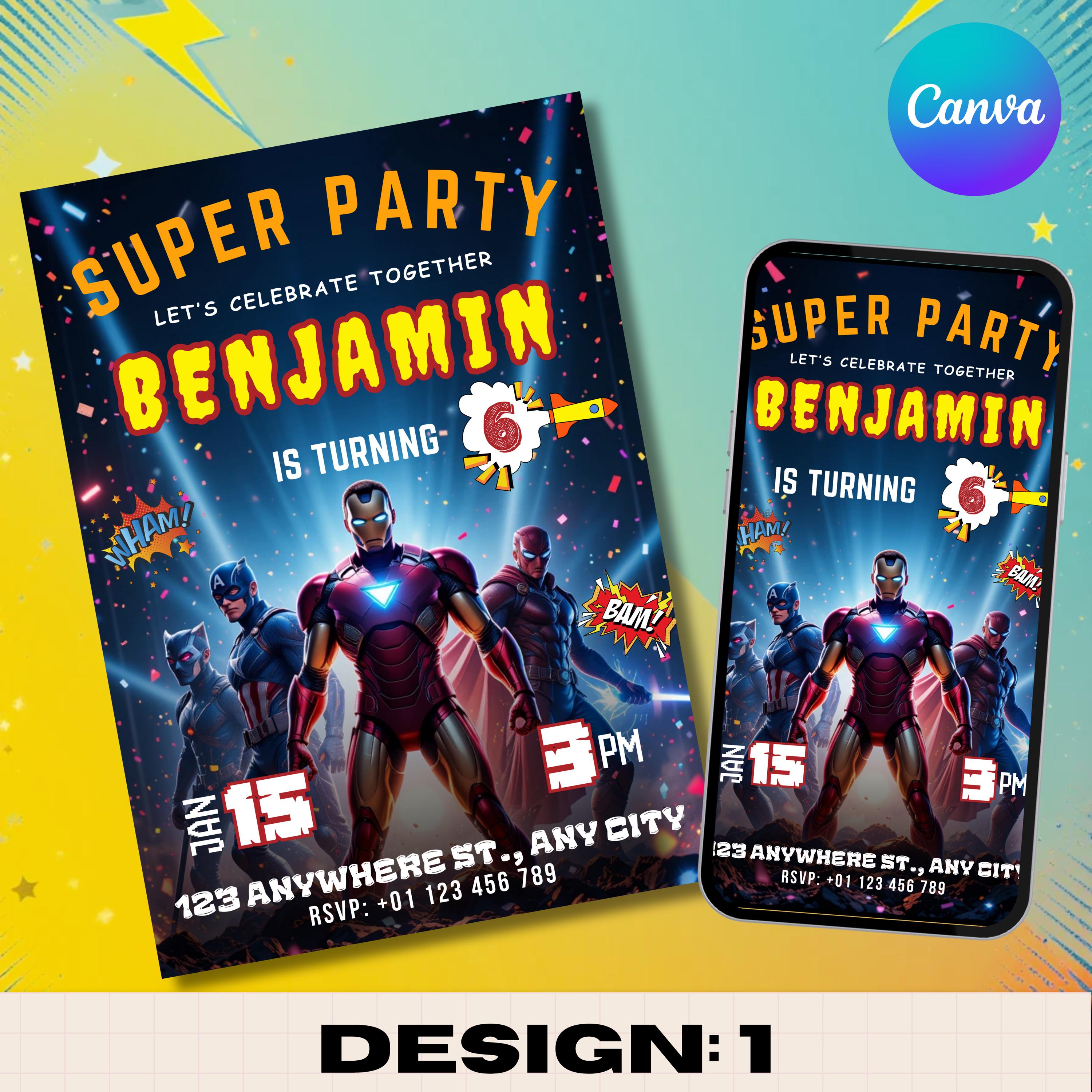 Editable Superhero Birthday Invitation Template | Super Hero Party ...