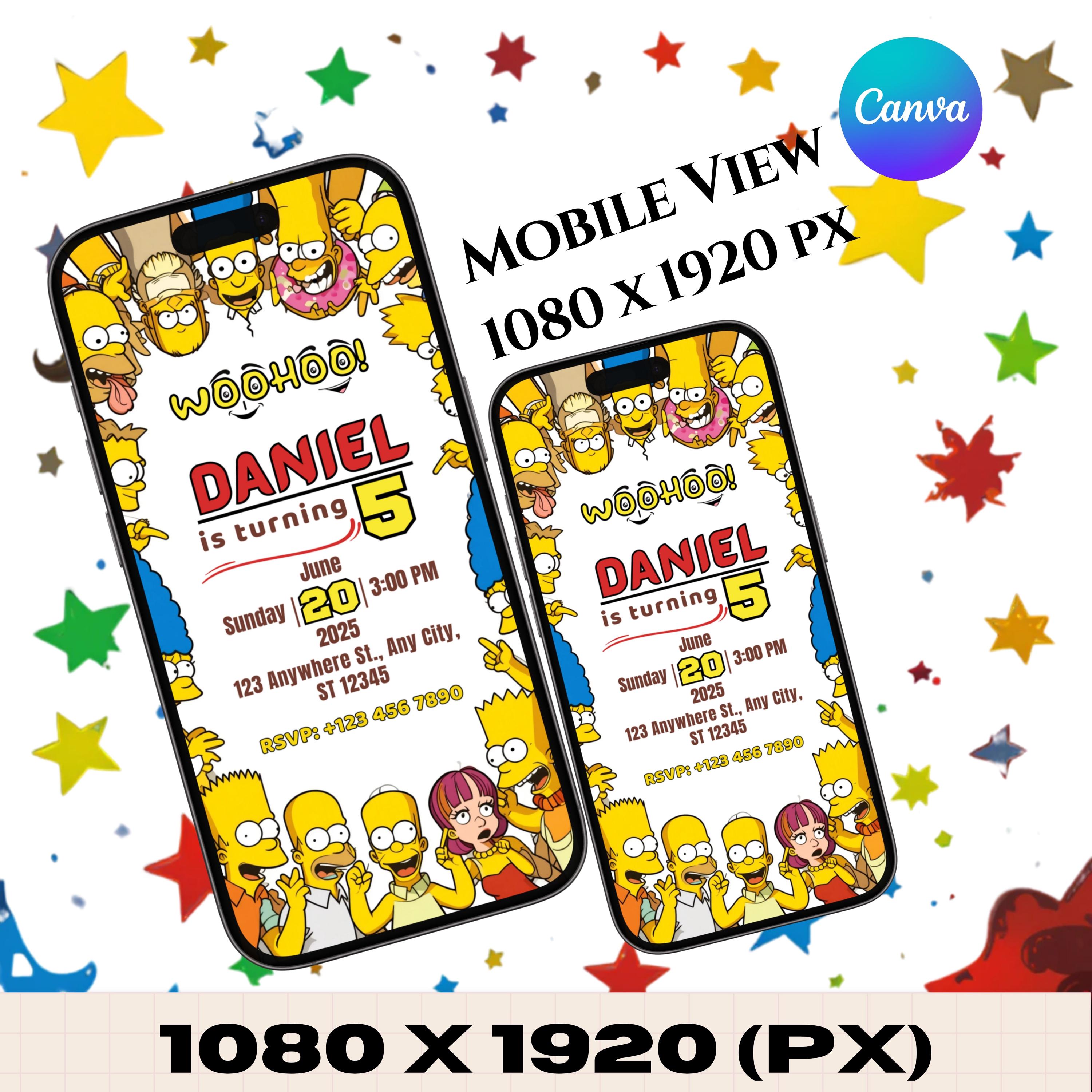 Editable Simpsons Birthday Invitations | Simpsons Party Invitation ...