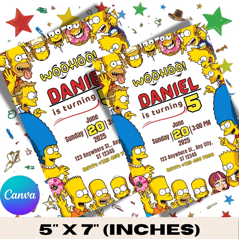 Editable Simpsons Birthday Invitations | Simpsons Party Invitation ...