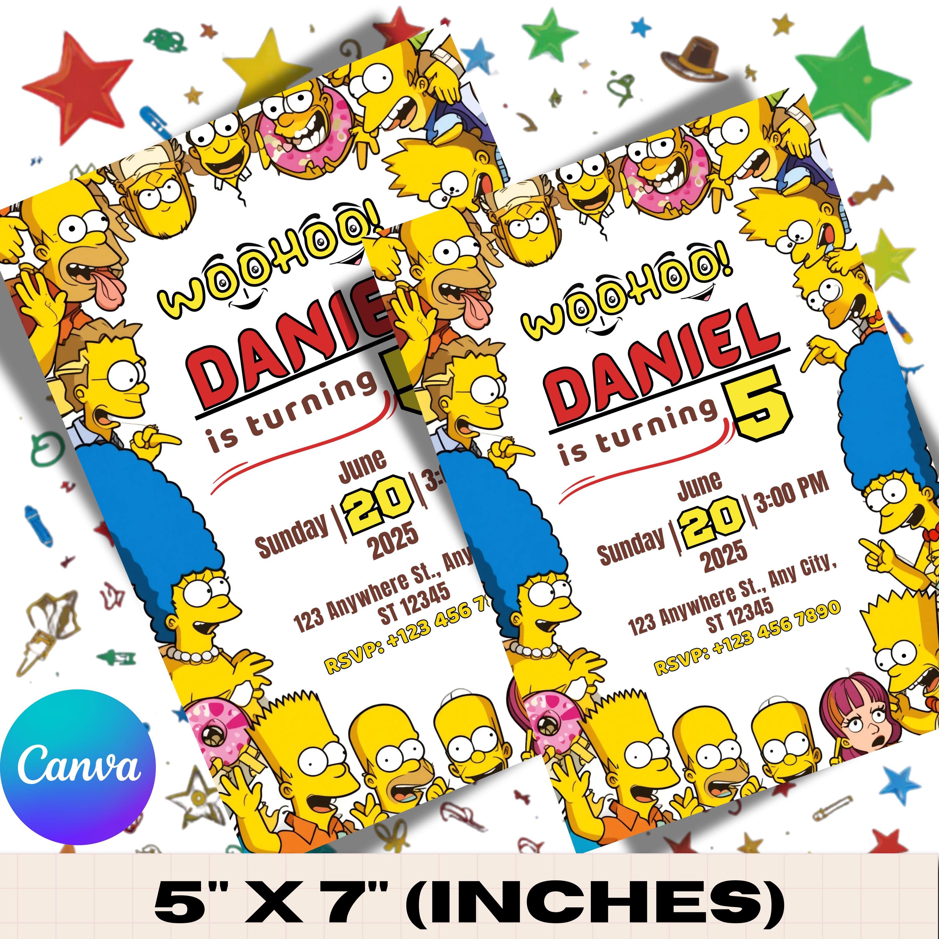 Editable Simpsons Birthday Invitations | Simpsons Party Invitation ...