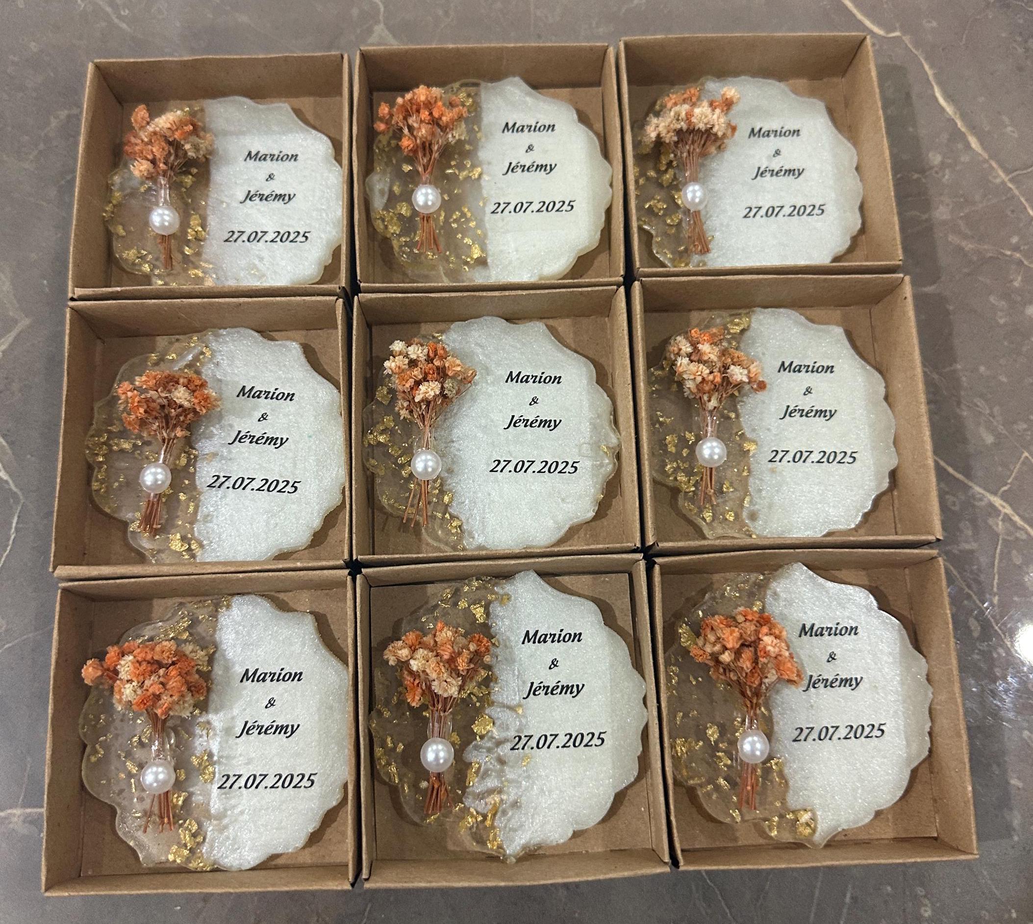 Personalized Epoxy Magnet Favor, Custom Epoxy Wedding Resin Gift ...