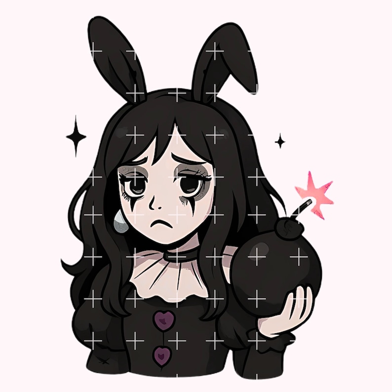 Goth Bunny Clown Pngtuber Pack: 10 Vtuber Avatar Expressions (instant ...