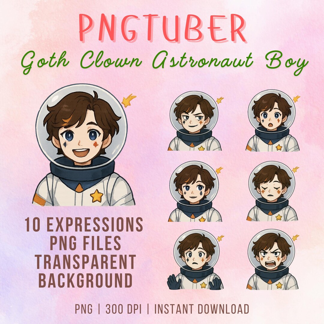 Goth Clown Astronaut Boy Pngtuber | Vtuber Avatar Assets PNG | Cute ...