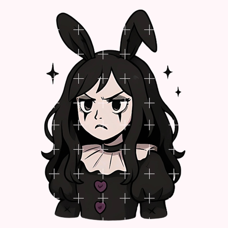 Goth Bunny Clown Pngtuber Pack: 10 Vtuber Avatar Expressions (instant ...