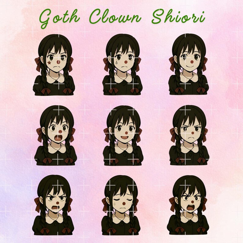 Adorable Goth Clown Shiori Pngtuber | Vtuber Avatar Assets PNG | Cute ...