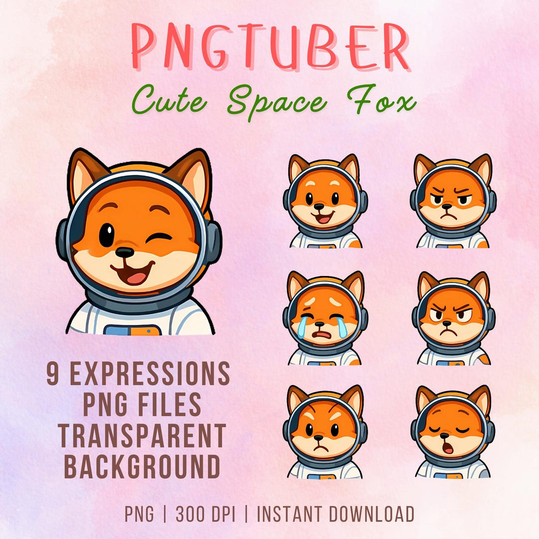 Adorable Space Fox Pngtuber Pack | Vtuber Avatar Assets PNG | Cute ...
