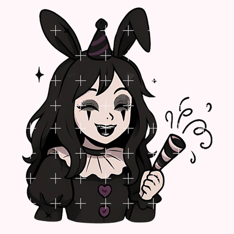 Goth Bunny Clown Pngtuber Pack: 10 Vtuber Avatar Expressions (instant ...