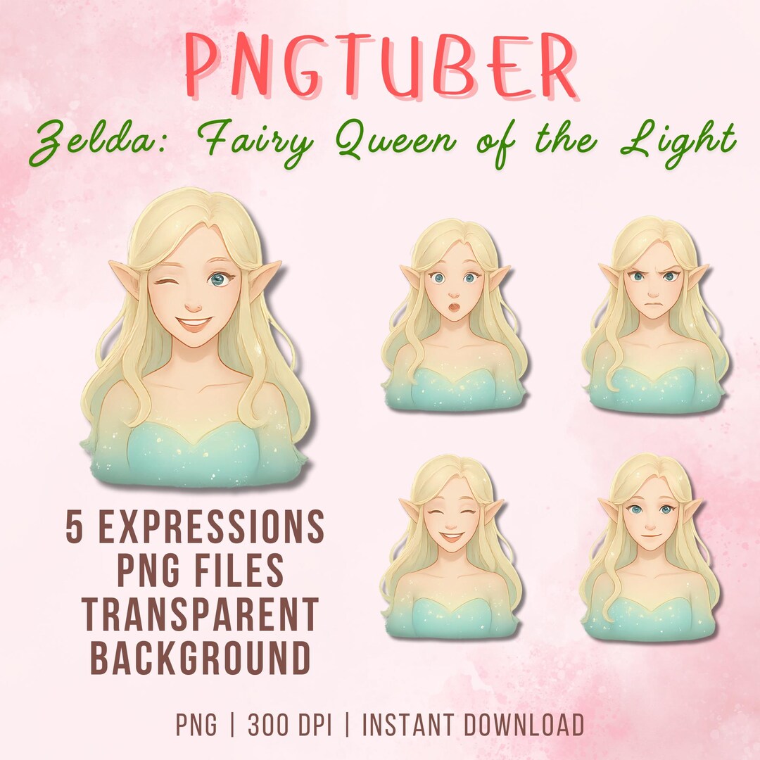 Pngtuber Fairy Queen "zelda" | Vtuber Avatar Assets PNG | 5 Expressions ...