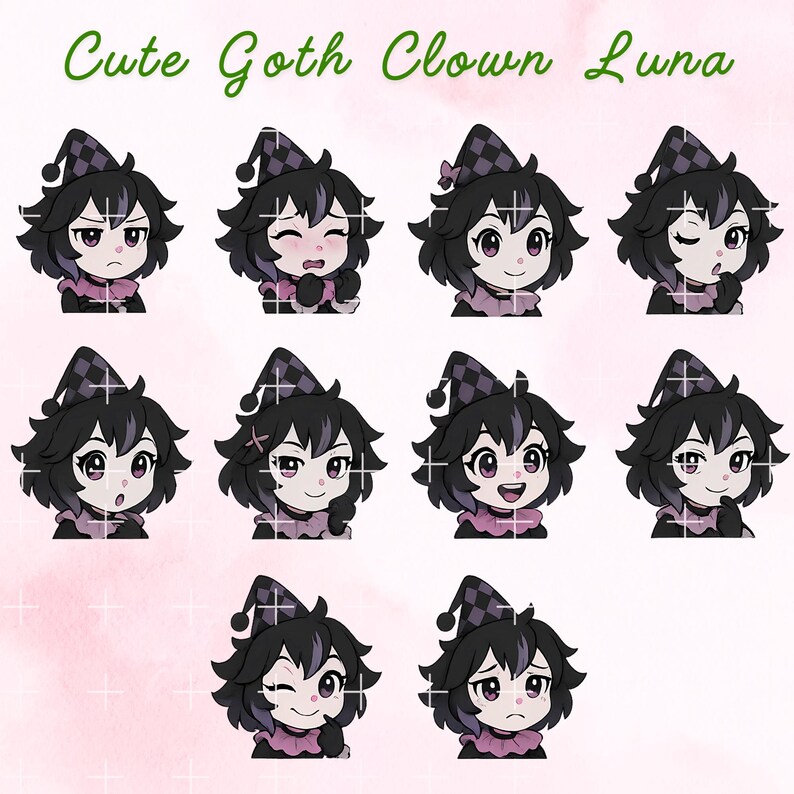 Cute Goth Clown Pngtuber Avatar | 10 Expressions (digital Download) - Etsy