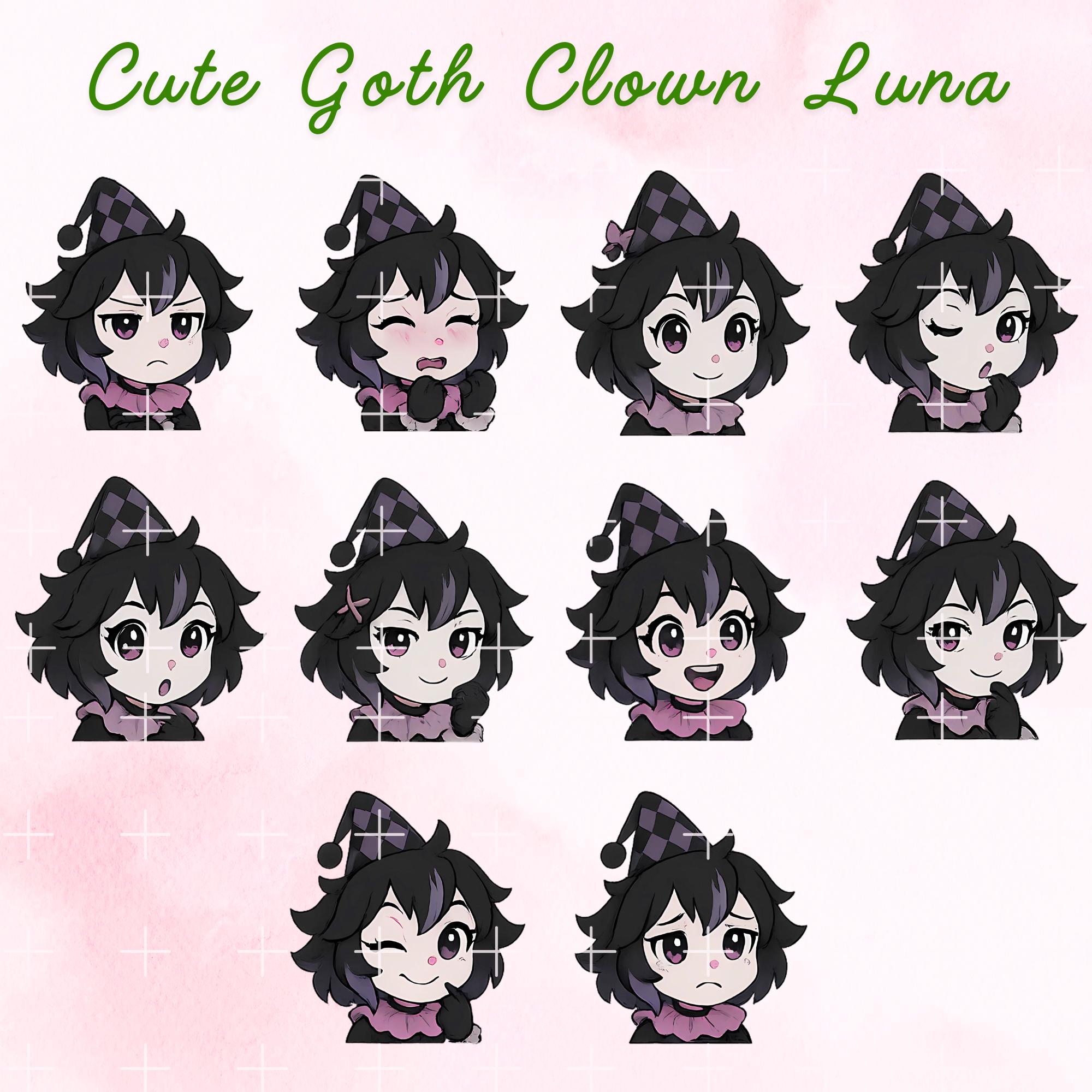 Cute Goth Clown Pngtuber Avatar | 10 Expressions (digital Download) - Etsy