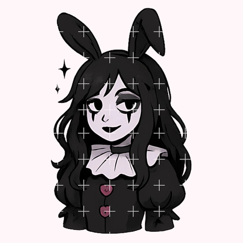Goth Bunny Clown Pngtuber Pack: 10 Vtuber Avatar Expressions (instant ...
