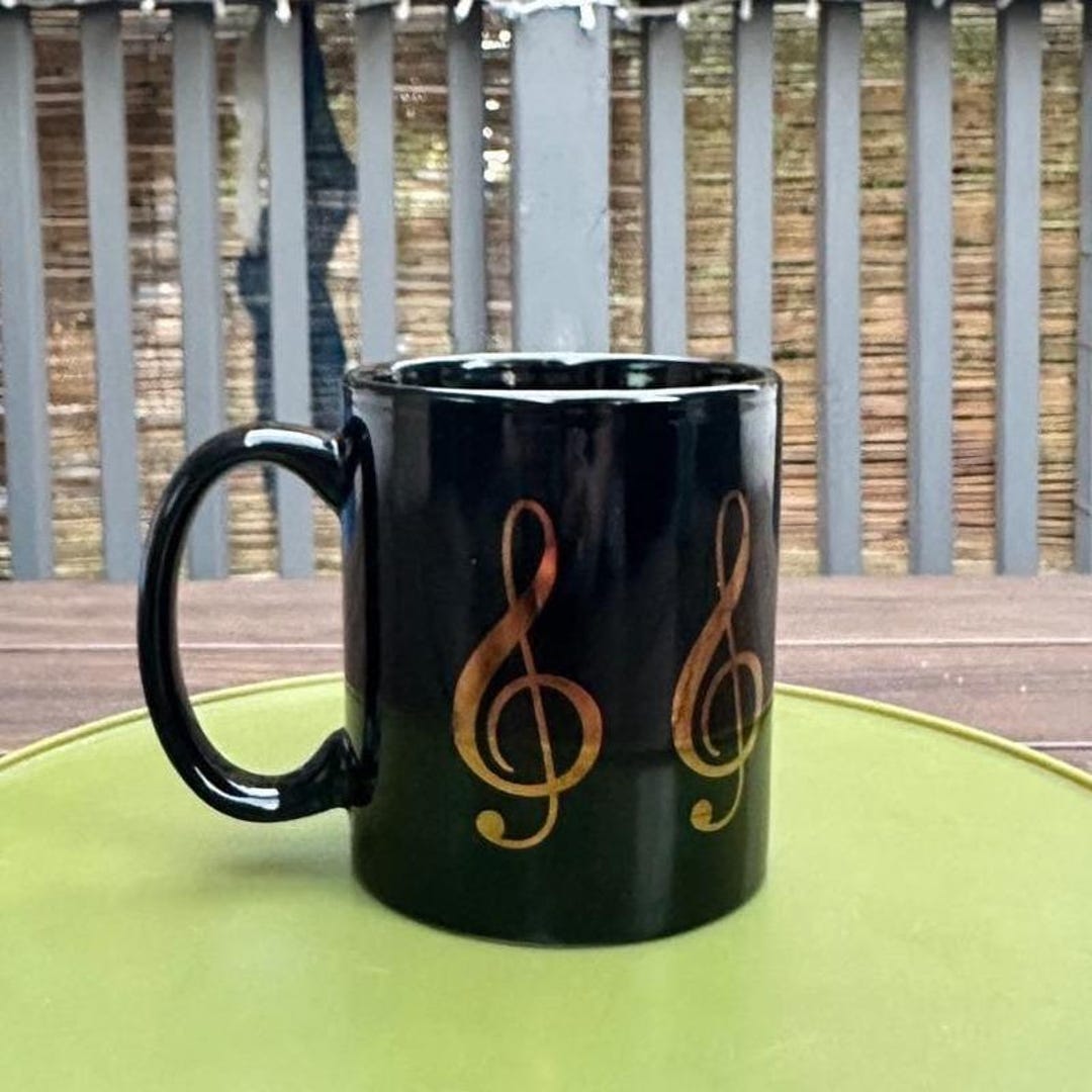 Vintage Albert Elovitz 22K Gold Music Mug — Treble Clef / Notes Design ...