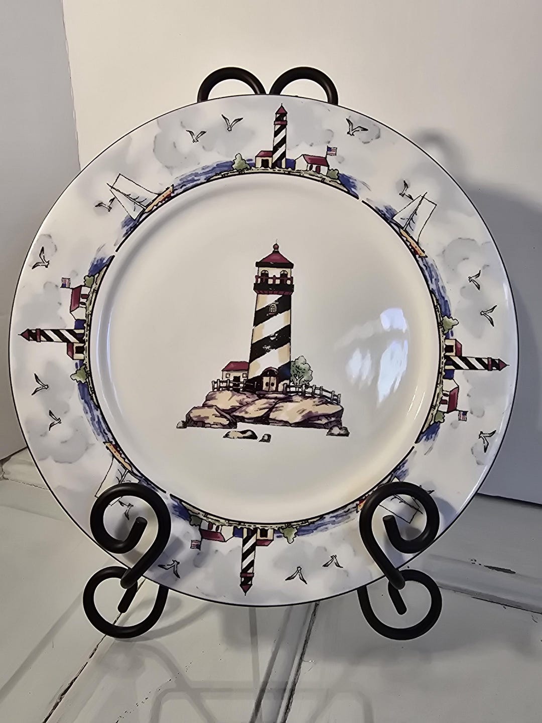 Home Trends "costal Lighthouse" Dinner Plates-set of 4 - Etsy