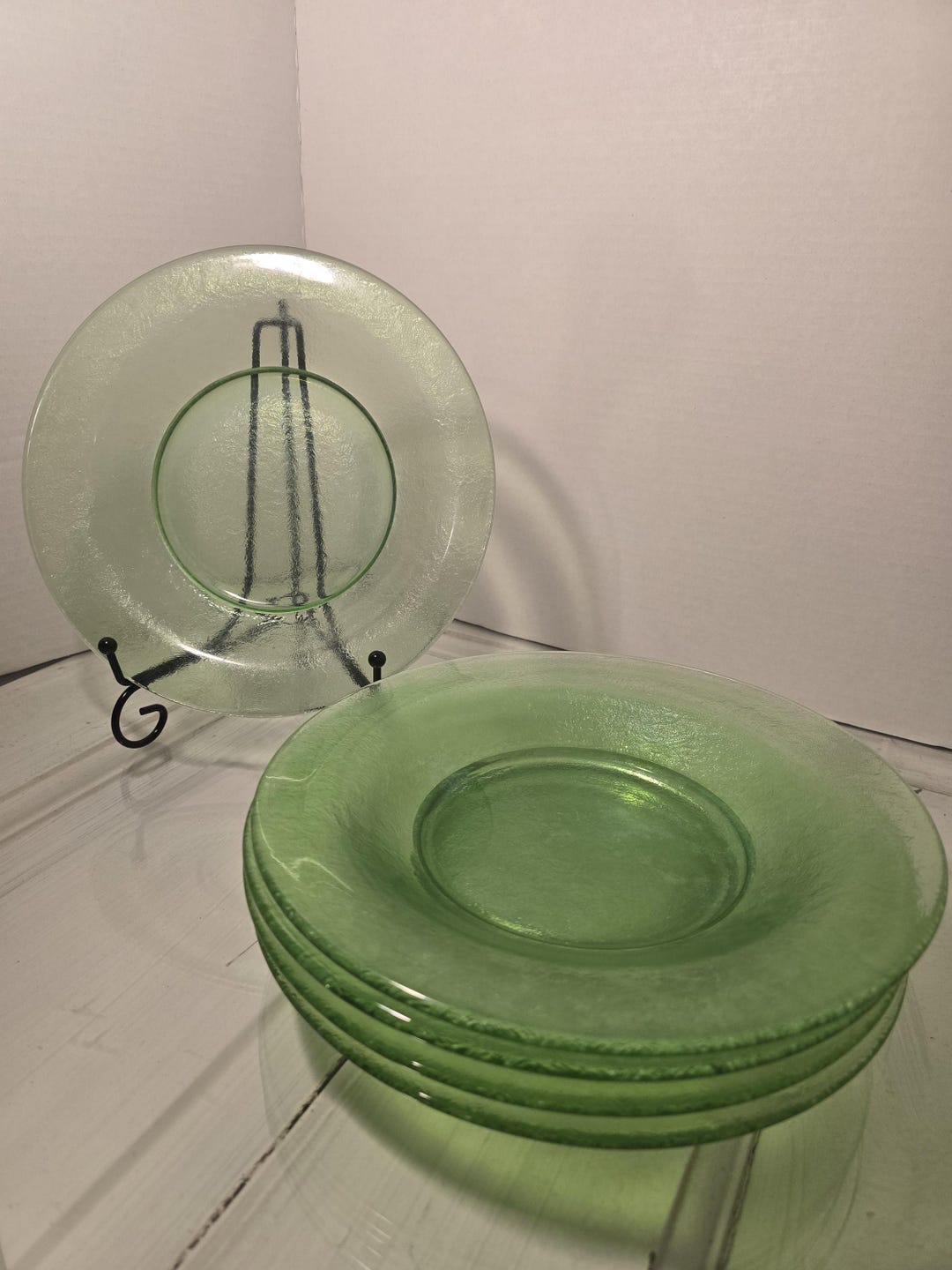 Vintage Green Depression Glass Plate-set of 5 - Etsy