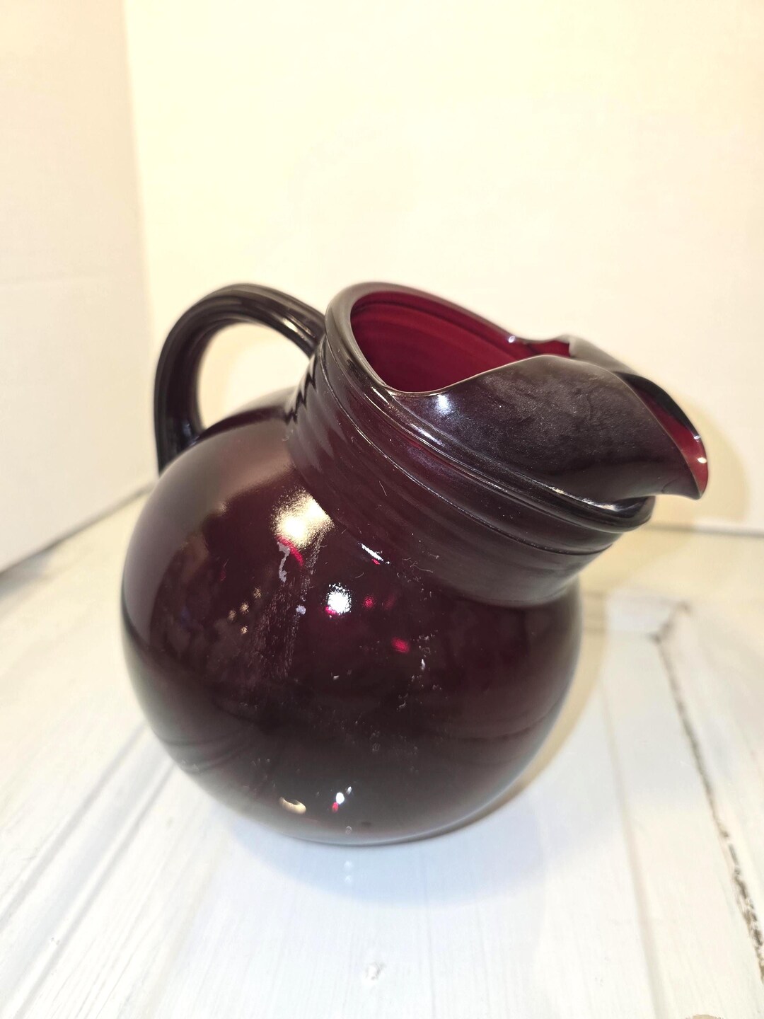 Anchor Hocking Royal Ruby Tilt Ball Pitcher With 4 Cups - Etsy