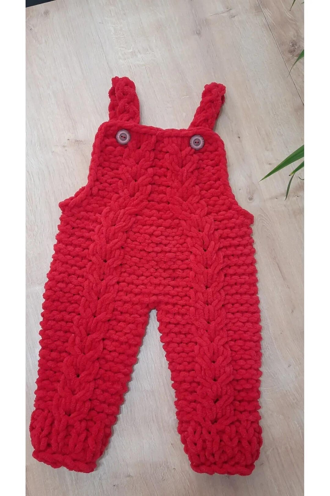 Chunky Knit Baby Overalls | 0-6 Months | Red, Beige, White | Handmade ...