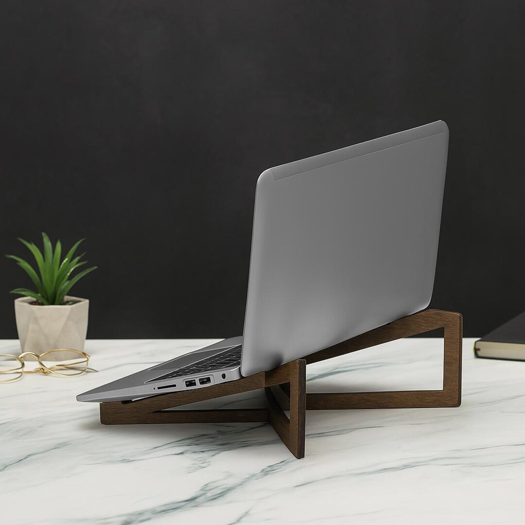 Wooden Laptop Stand for Desk, Laptop Riser, MacBook Stand, Laptop ...