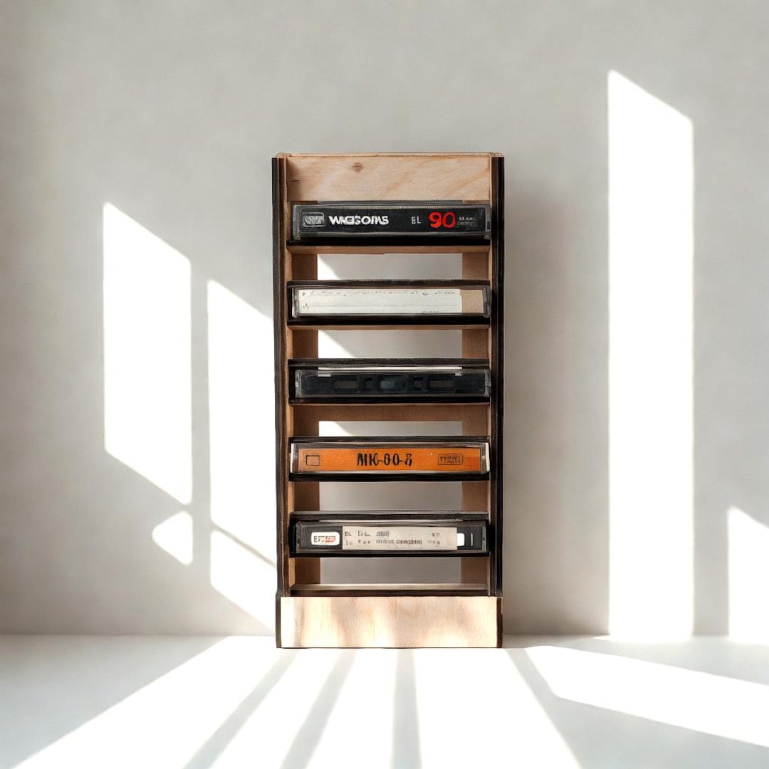 Wooden Cassette Holder, Cassette Tape Stand, Cassette Tape Holder ...