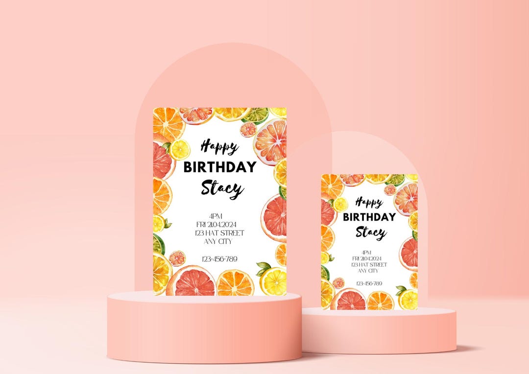 Editable Citrus Birthday Invitation - Etsy
