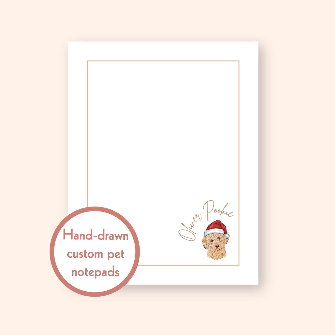 Custom Christmas Pet Notepad | Hand Drawn Santa Hat Illustration - Etsy