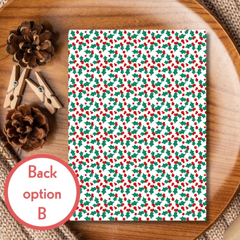 Modern Photo Christmas Card Template With Holly (5x7 Digital Download ...