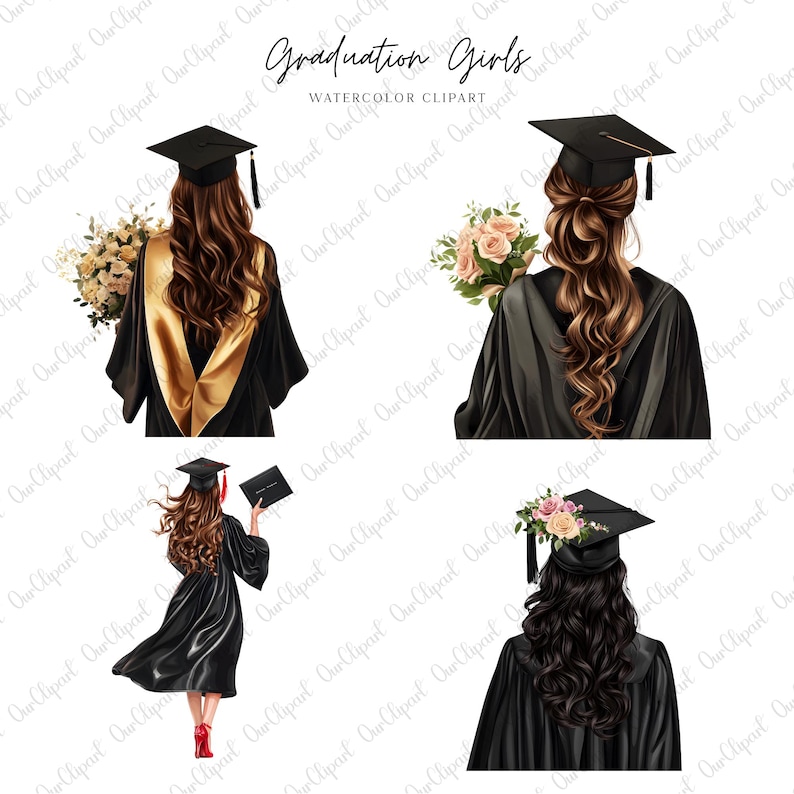 Graduation Girls Clipart Bundle – Graduate Girl PNG & Senior 2026 ...