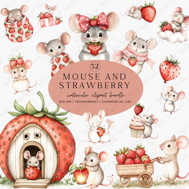Cottage Mouse Clipart - Etsy