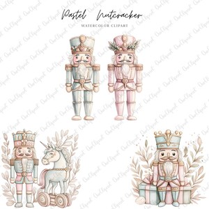 Pastel Nutcracker Clipart Bundle, Cute Pink Christmas PNG Set, Preppy ...