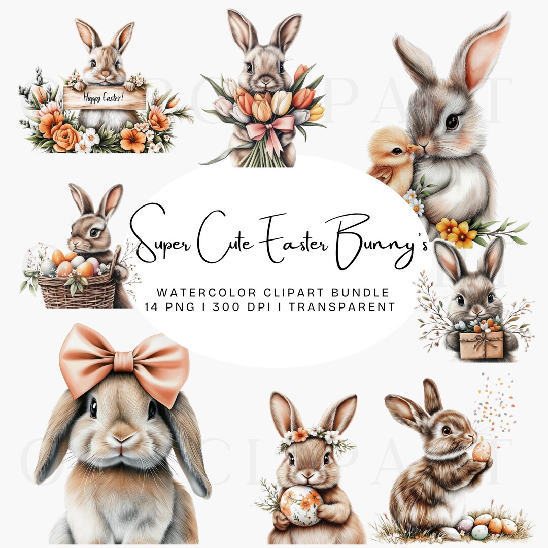 14 Easter Bunny Clipart, Easter Basket, Easter Clipart,bunny With ...