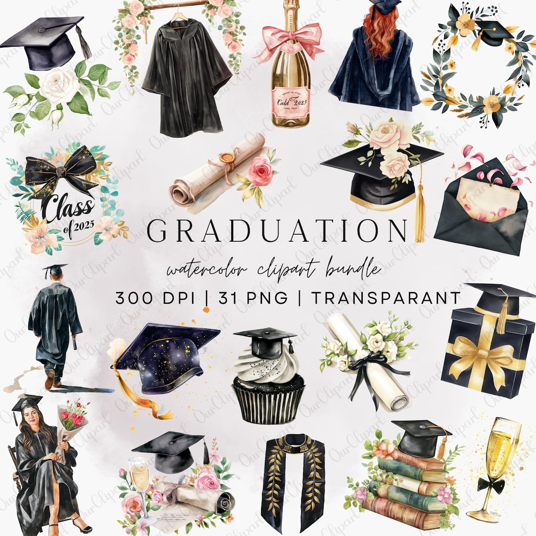 Watercolor Graduation Png Clipart, Graduation PNG Illustrations, Class ...