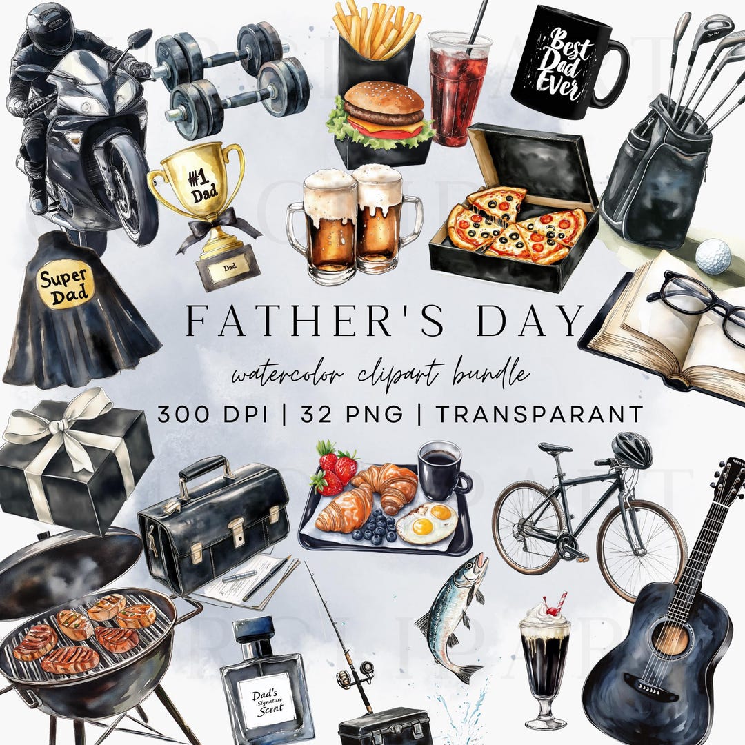 Father's Day Watercolor Clipart Father's Day PNG Dad Clipart Daddy PNG ...