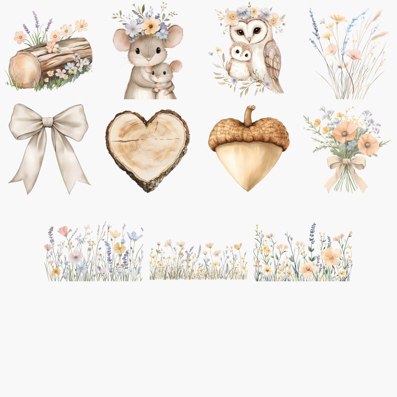 Woodland Clipart Bundle, Baby Animals Clip Art, Cute Watercolor Animal ...