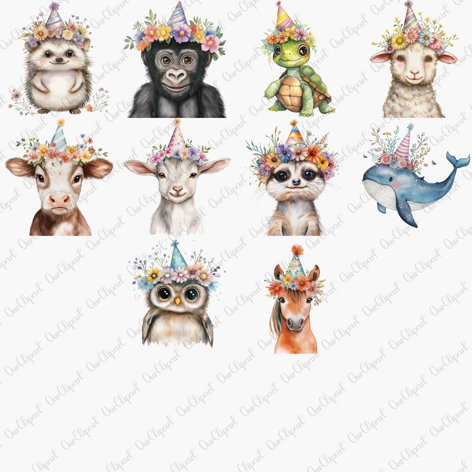Cute Animal Birthday Party Clipart, Woodland Animals Birthday PNG ...