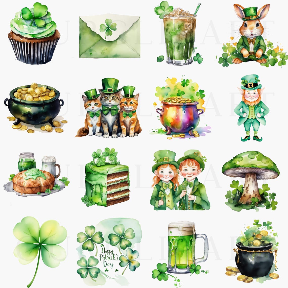 St. Patrick's Day, Watercolor Clipart, Bundle, PNG, Leprechaun ...