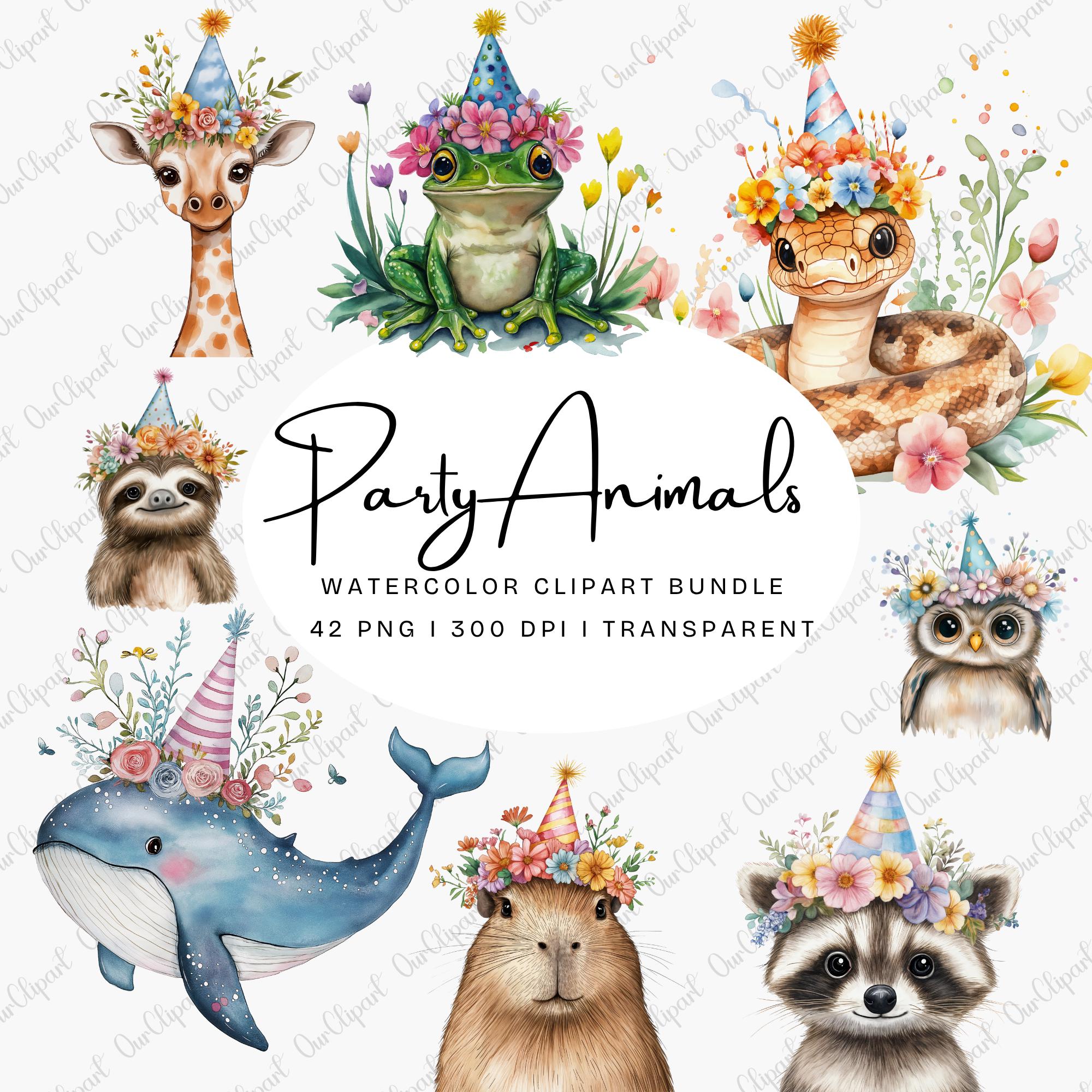Cute Animal Birthday Party Clipart, Woodland Animals Birthday PNG ...