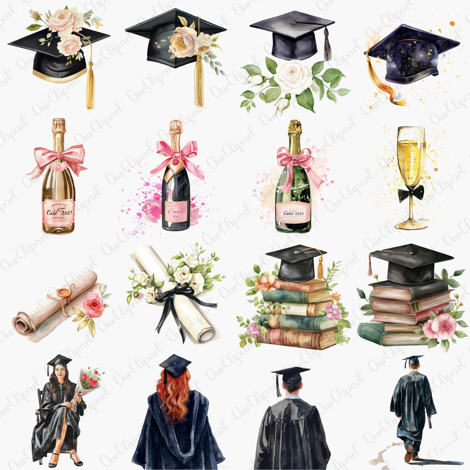 Watercolor Graduation Png Clipart, Graduation PNG Illustrations, Class ...