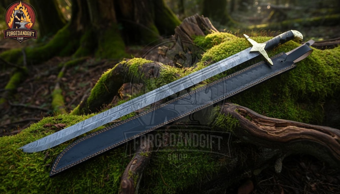 Hand Forged Damascus Steel Scimitar Sword: Arabic Style, Collectible ...