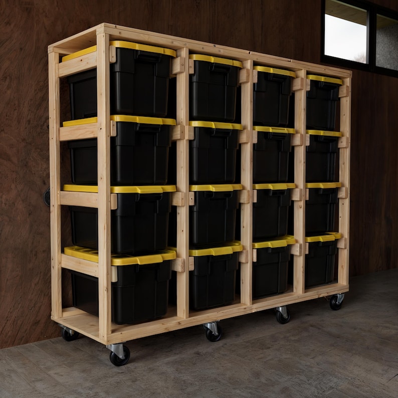 27 Gallon Tote Storage Plans | Garage Shelving | Tote Storage | Wood ...